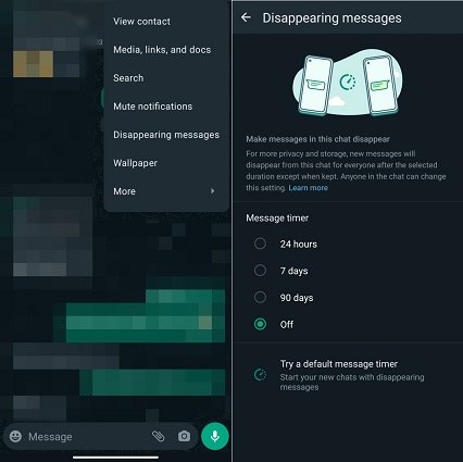 WhatsApp Temporary Messages or Disappearing Messages